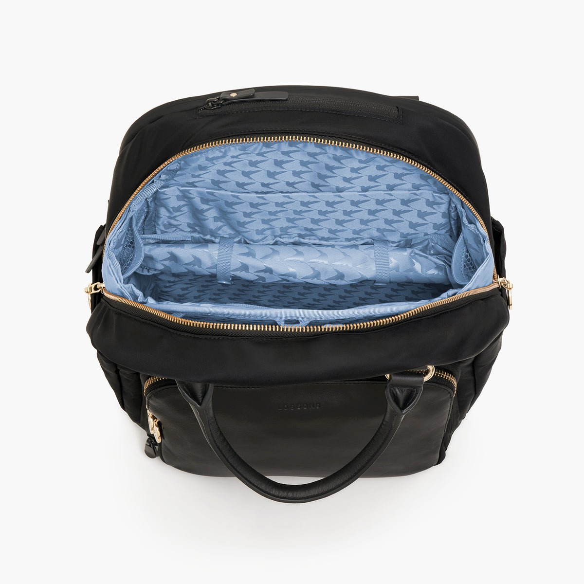 Lo & Sons Rowledge 2 Womens Backpack - Black/Gold/Azure
