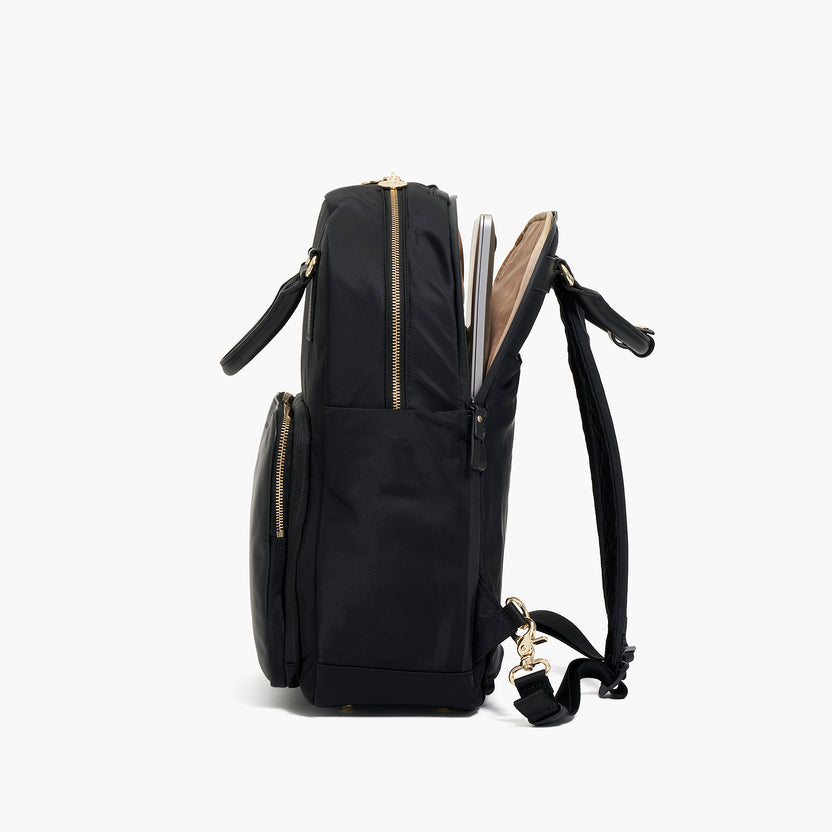 Lo & Sons Rowledge 2 Womens Backpack - Black/Gold/Camel