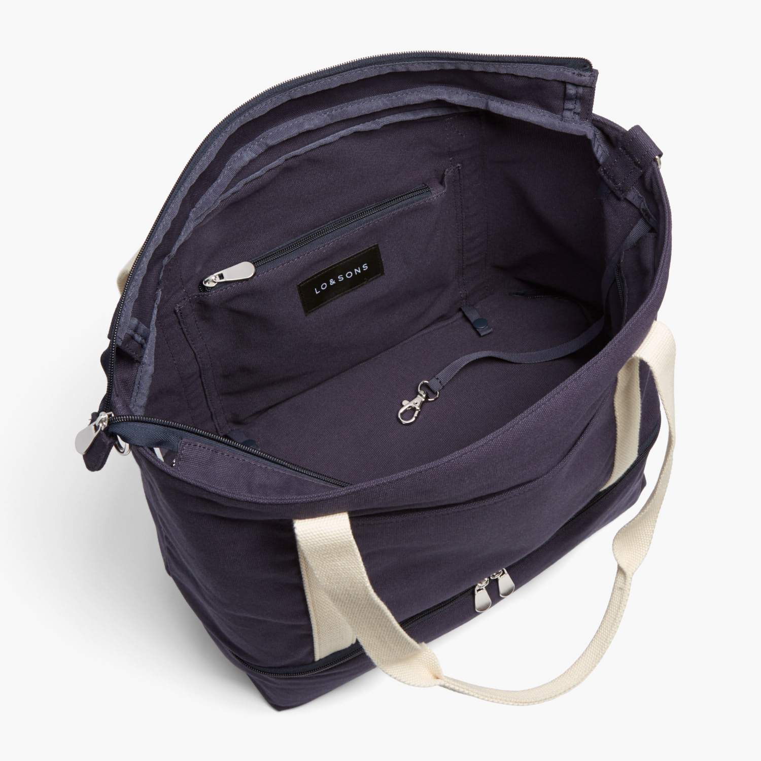 Lo & Sons Catalina Deluxe Travel Tote Bag - Navy Canvas