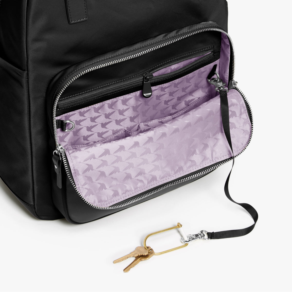 Lo & Sons Rowledge Womens Backpack - Black/Silver/Lavender