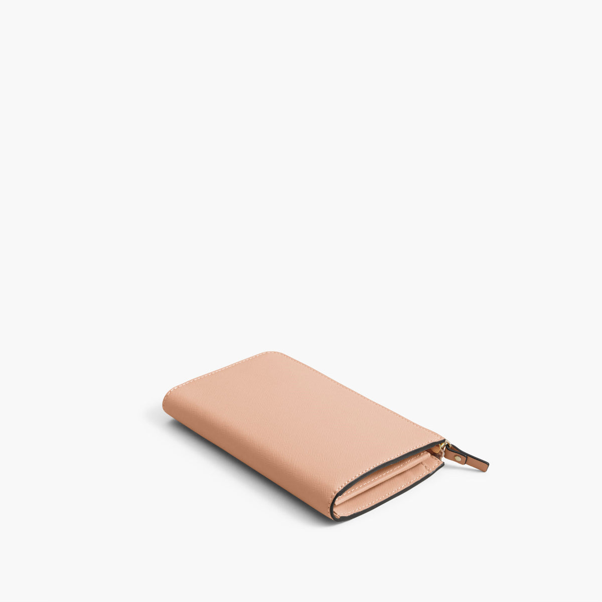 Lo & Sons Leather Wallet - Saffiano - Rose Quartz / Gold / Camel